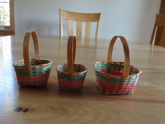 Vintage Handmade Set of Five Woven Baskets Nesting Octagonal Baskets ...