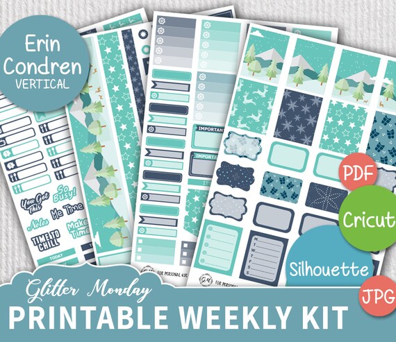 Stickers, Labels & Tags Weekly Planner Kit Cut Files Erin Condren ...