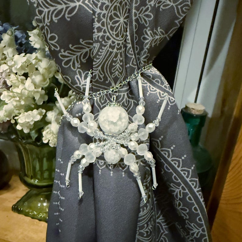 Silvery Handmade Beaded Spider Ornament, Christmas Spider - Etsy
