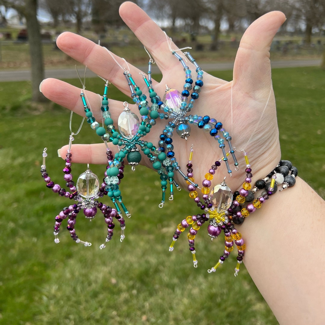 Jeweled Spider, Bright Beaded Spider, Handmade Crystal Spider Ornament ...