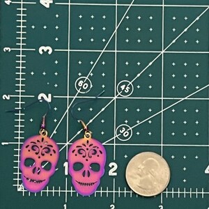Oil Slick Rainbow Skull Earrings - Etsy