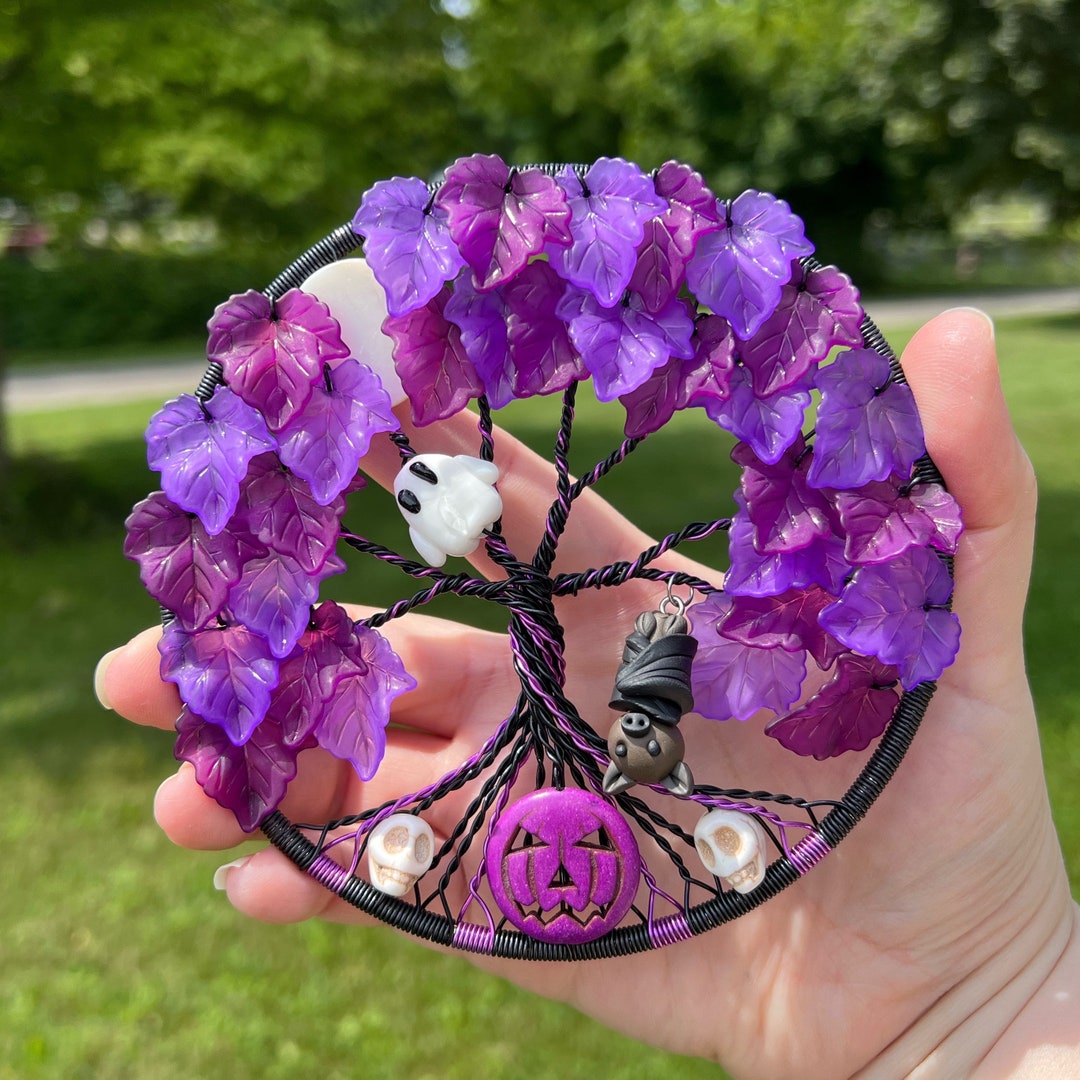 Purple Halloween Tree of Life Wall Hanging - 5 Inch - Etsy