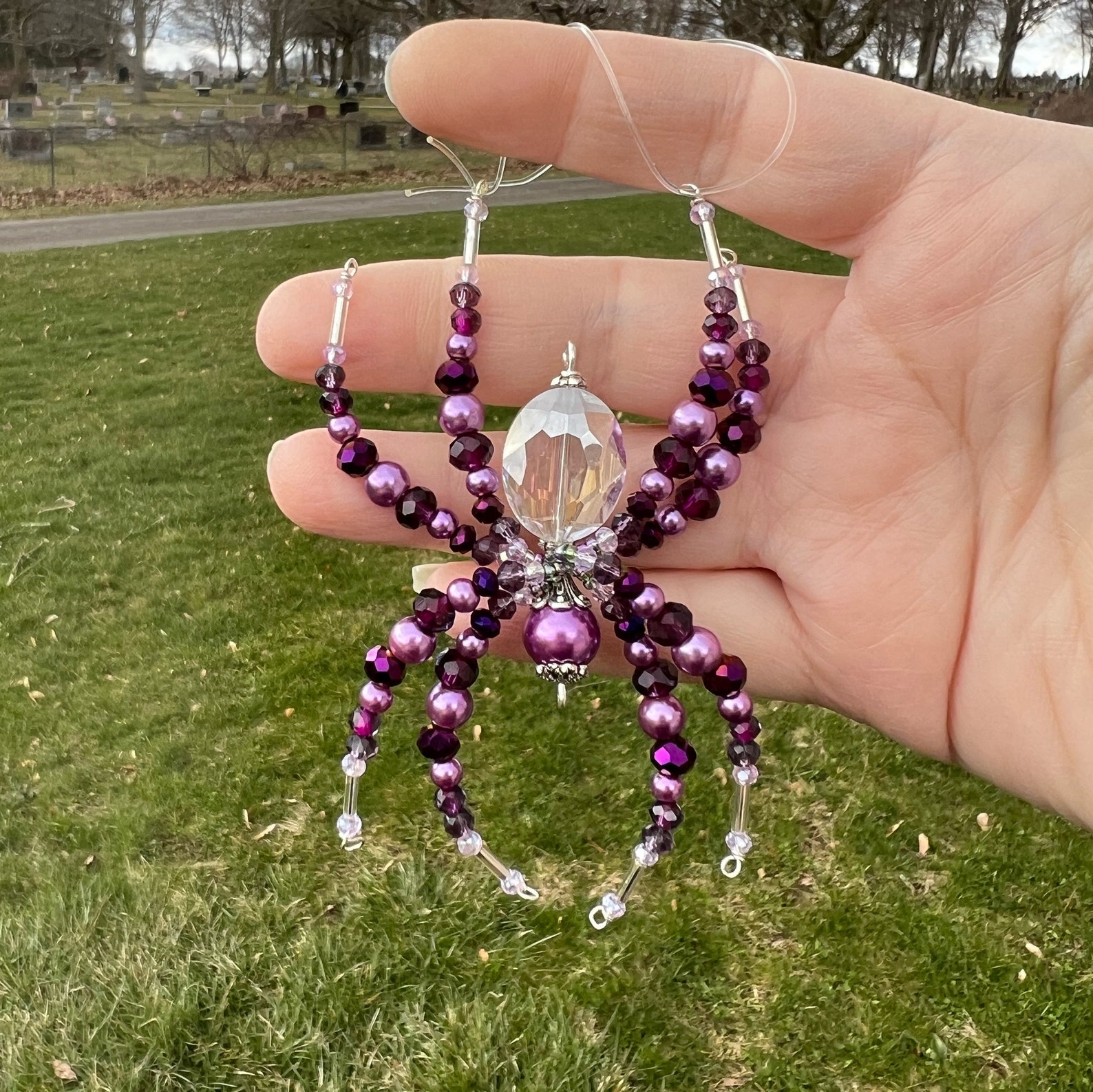Jeweled Spider, Bright Beaded Spider, Handmade Crystal Spider Ornament ...