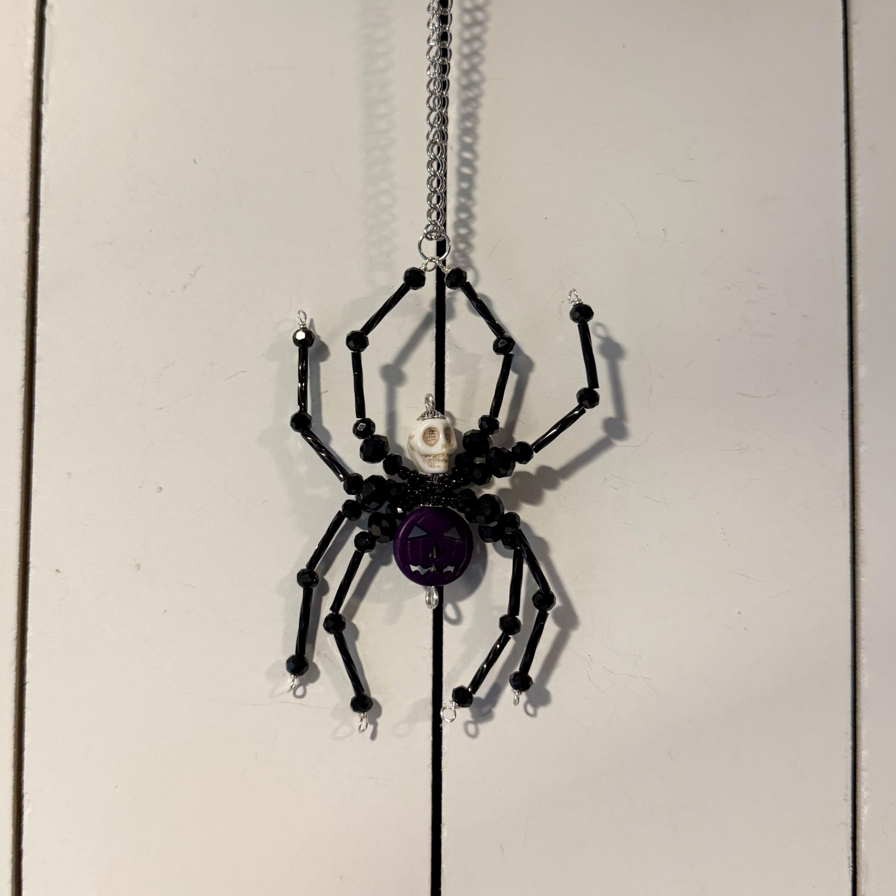 Halloween Beaded Spider, Handmade Skull and Jack O Lantern Spider ...