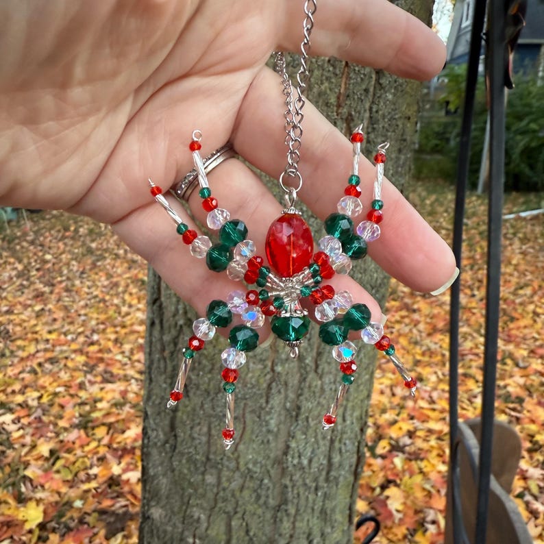 Christmas Spider, Handmade Beaded Spider Ornament - Etsy