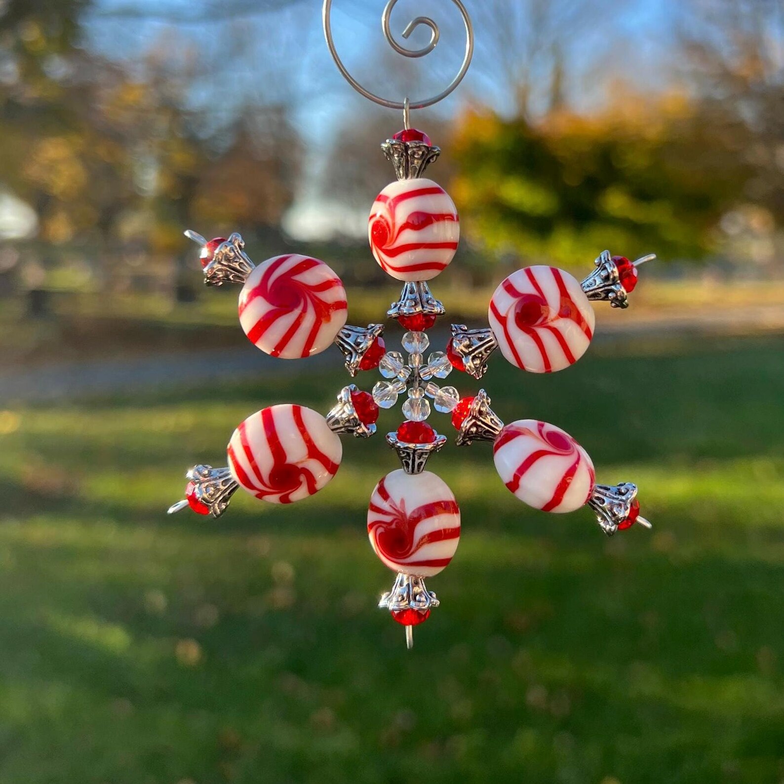 Beaded Peppermint Snowflake Ornaments - Etsy