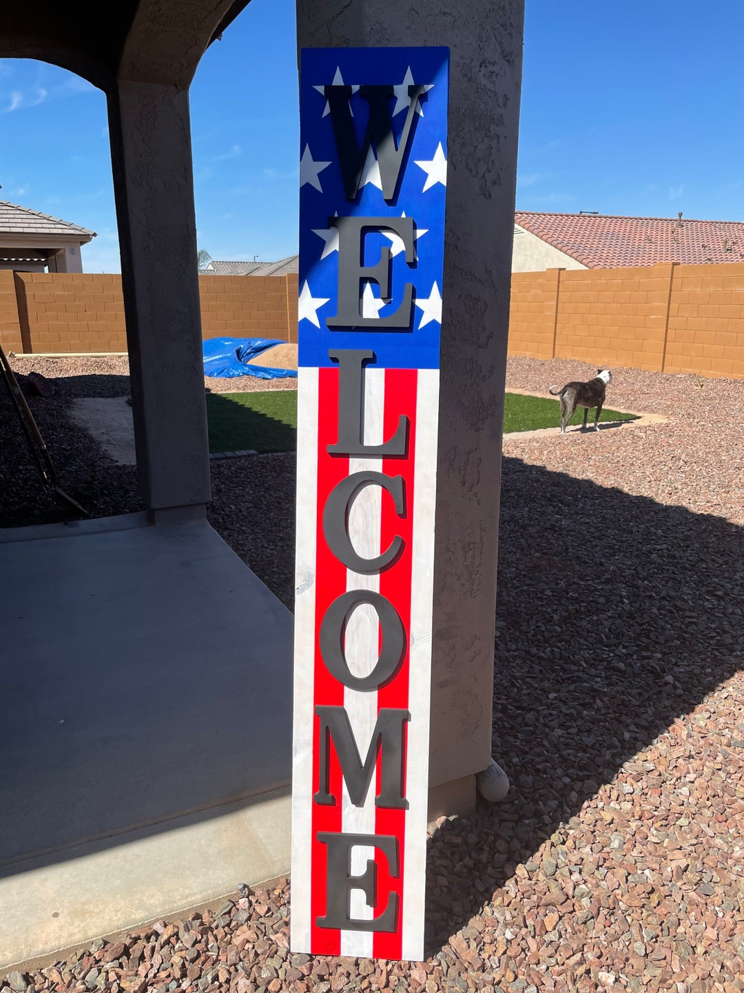 American Flag Welcome Sign - Etsy