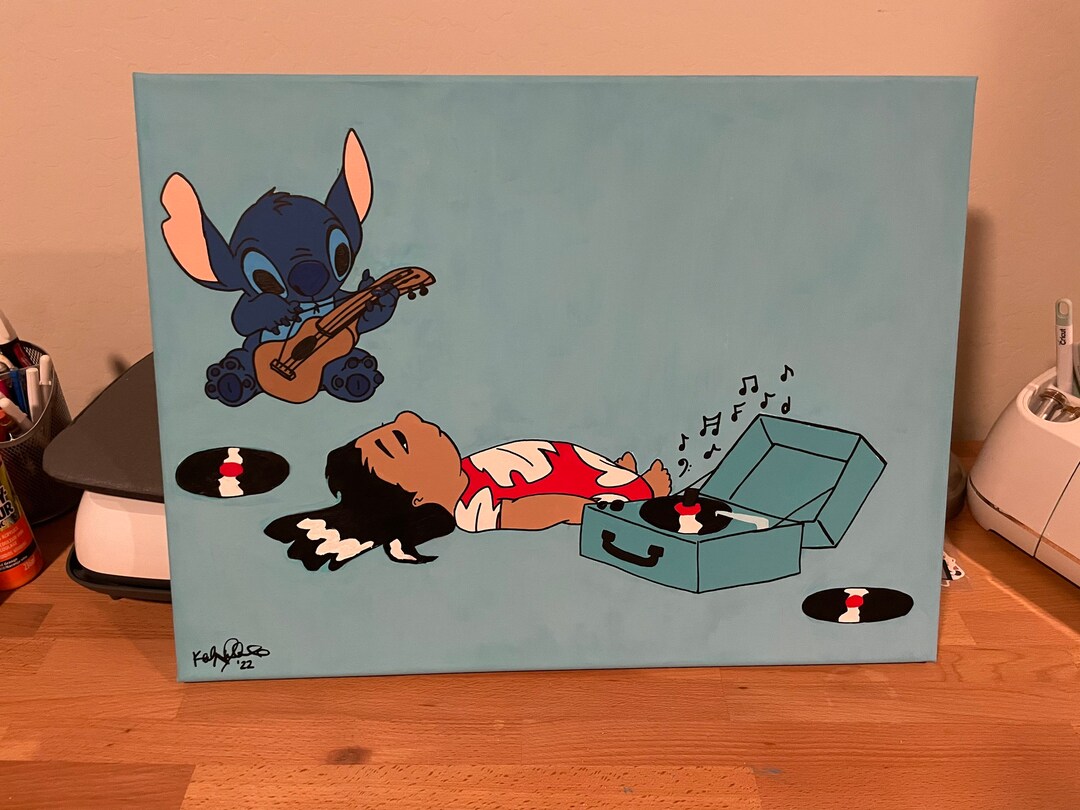 Lilo and Stitch Record Player Painting - Etsy UK