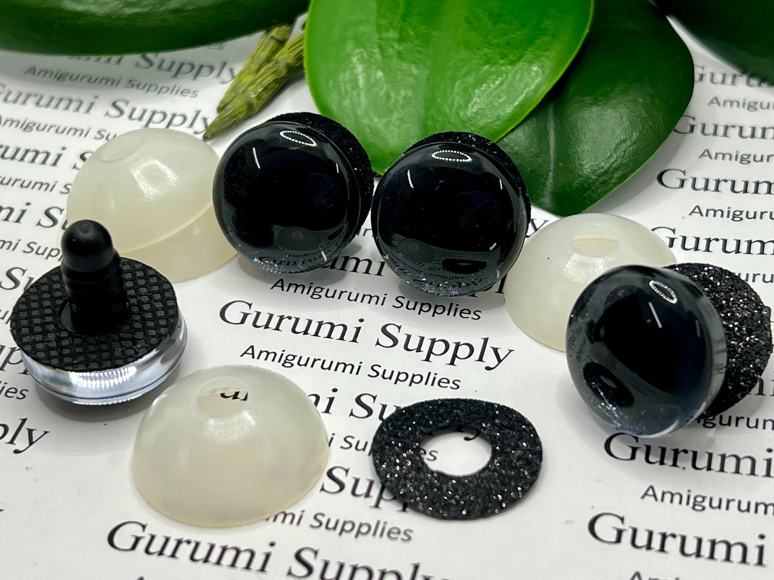 20mm Clear Trapezoid Plastic Safety Eyes With Black Glitter Non-woven ...