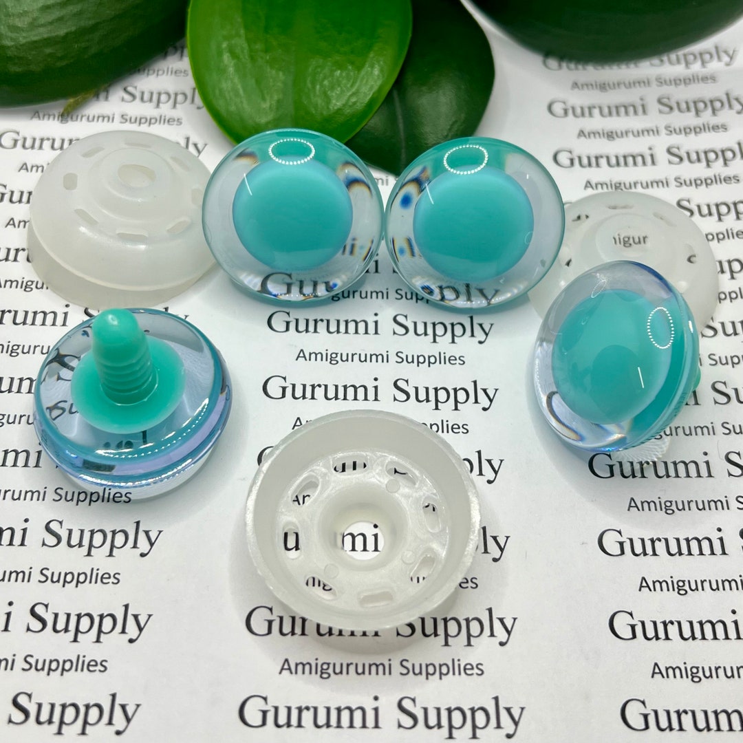 30mm Clear Iris With a Centered Teal Pupil Trap Safety Eyes and Washers ...