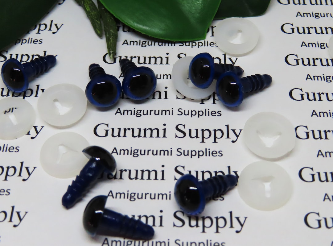 10mm Dark Blue Ocean Iris Black Pupil Round Safety Eyes and Washers: 4 ...