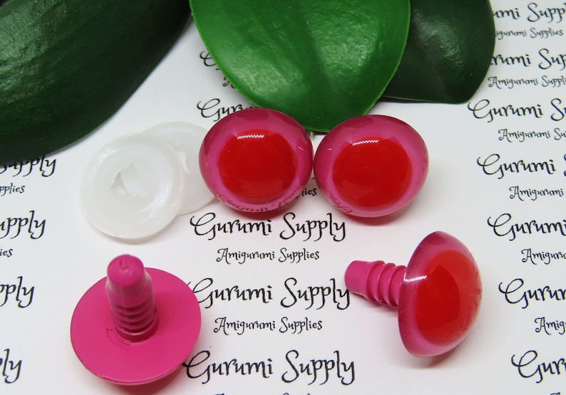 20mm Pink Iris With a Red Pupil Round Safety Eyes and Washers: 1 Pair ...