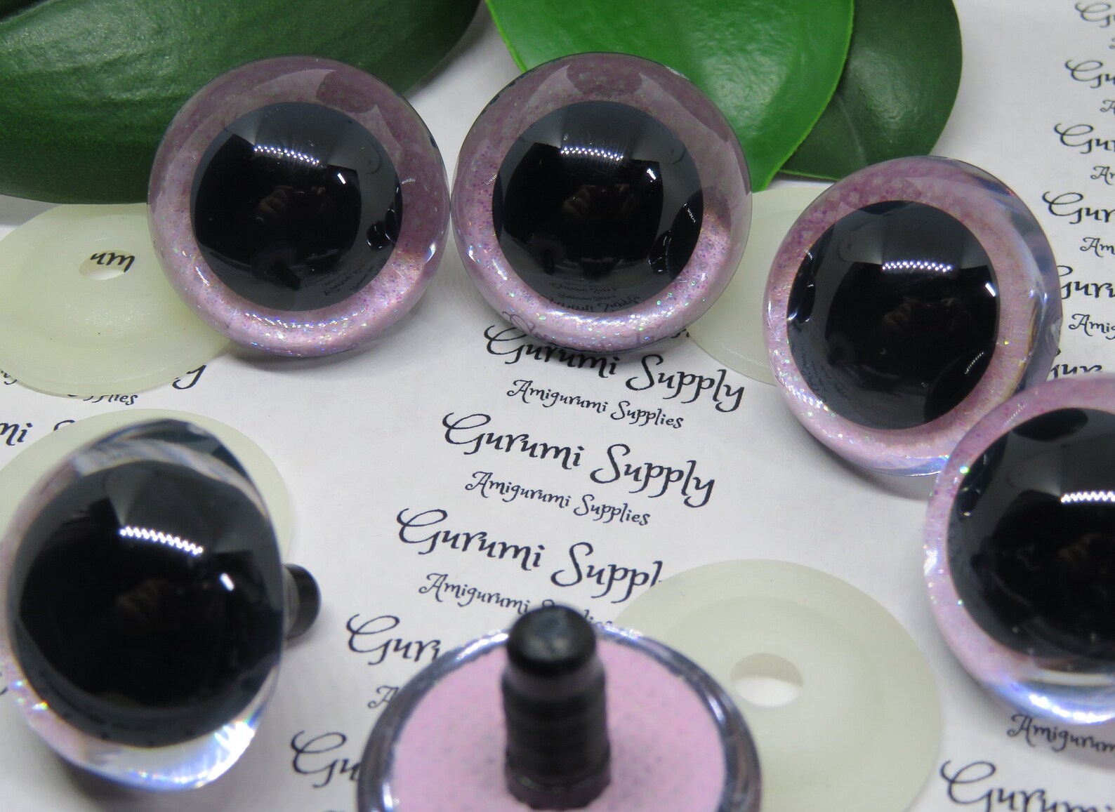 30mm Clear Round Plastic Safety Eyes With a Light Pink Glitter - Etsy