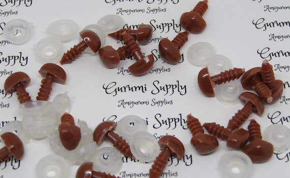 7x9mm Solid Brown Safety Noses With Washers 4 Ct / Sense of | Etsy