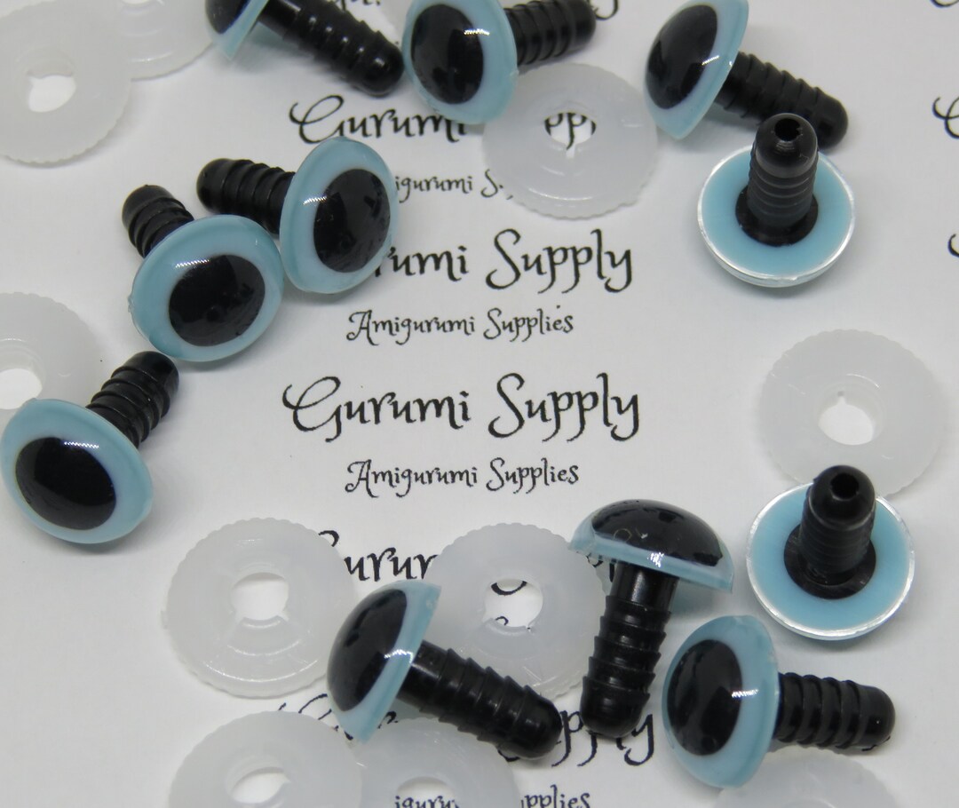 12mm Light Blue Iris With Black Pupil Round Safety Eyes and Washers: 3 ...