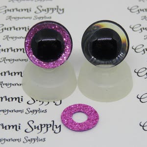 16mm Clear Trapezoid Plastic Safety Eyes With a Hot Pink Glitter Non ...