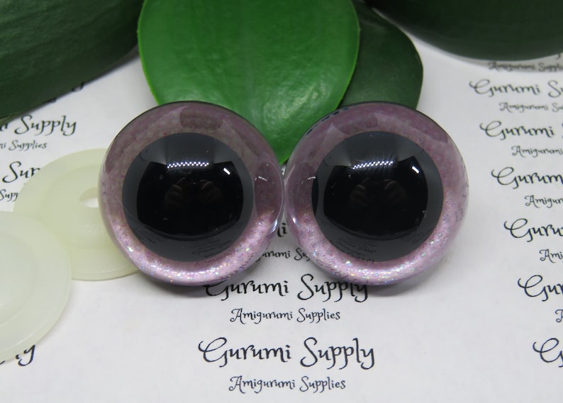 30mm Clear Round Plastic Safety Eyes With a Light Pink Glitter | Etsy