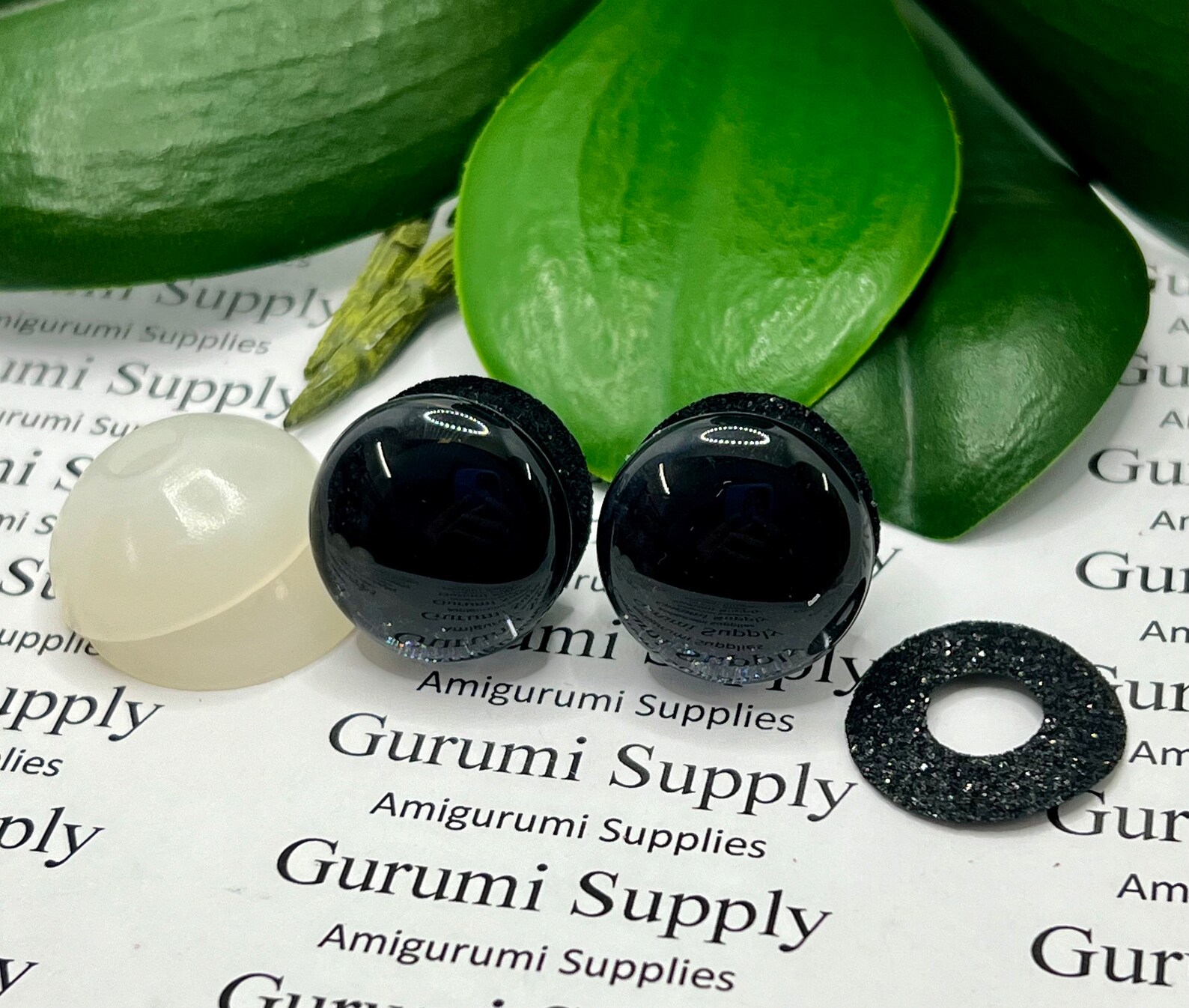 20mm Clear Trapezoid Plastic Safety Eyes With Black Glitter Non-woven ...