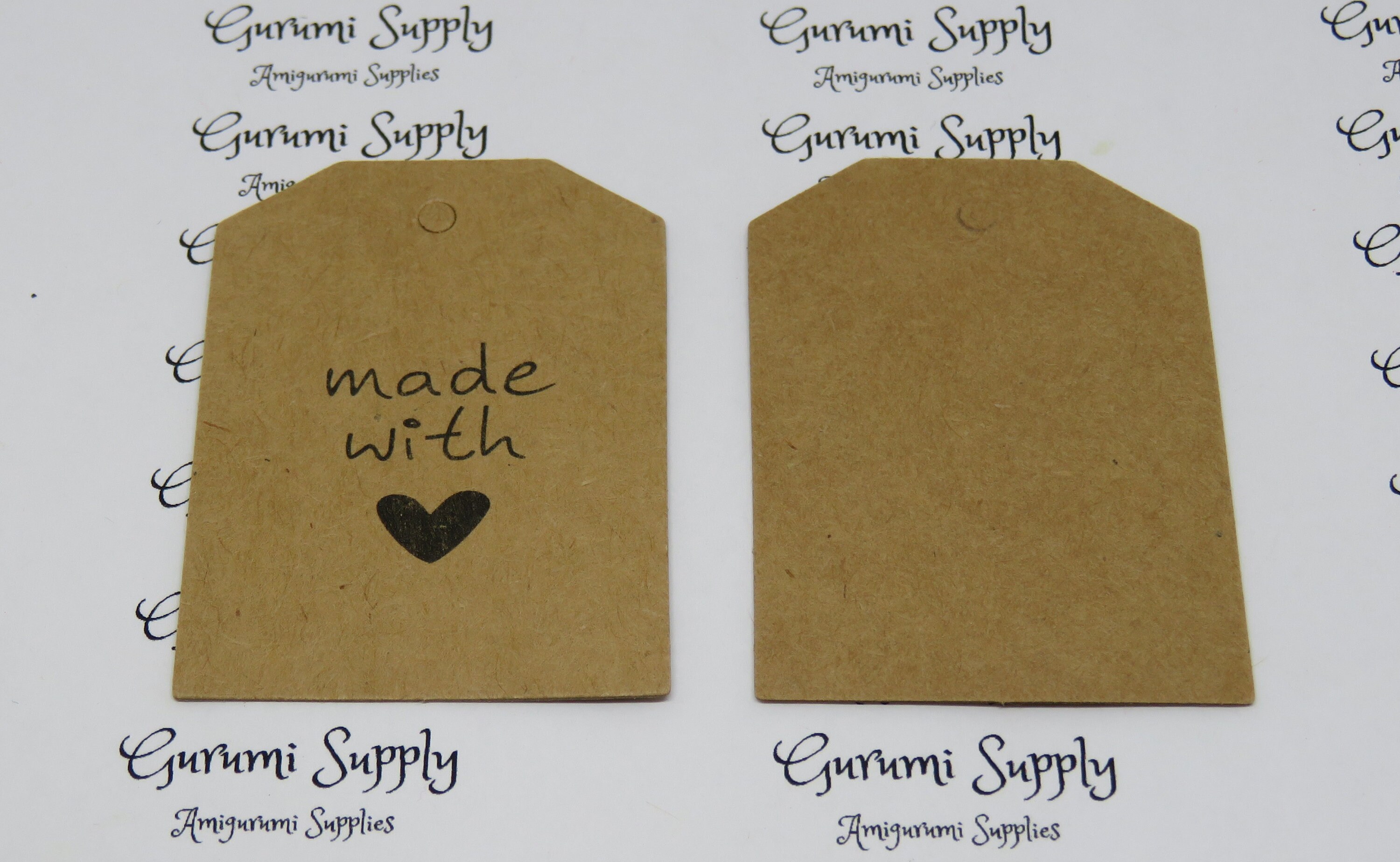 Hand Crafted Look – “Made with (Heart Symbol)” Brown Craft Tag/ Hang ...