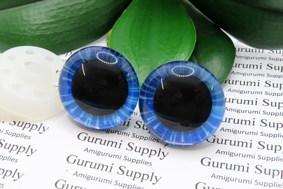35mm Blue Iris 3D Style Trapezoid Safety Eyes and Washers: 1 Pair ...