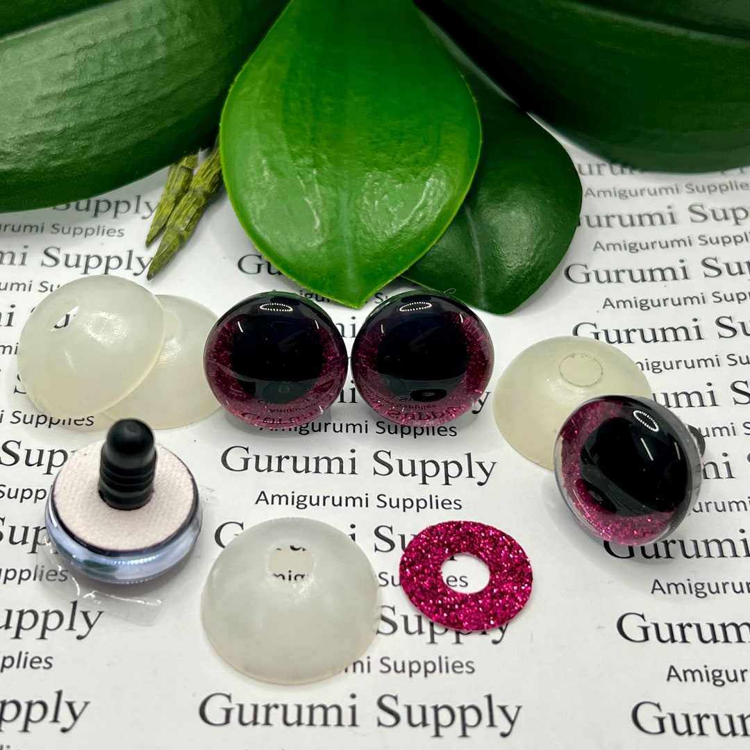 20mm Clear Trapezoid Plastic Safety Eyes With a Raspberry Glitter Non ...