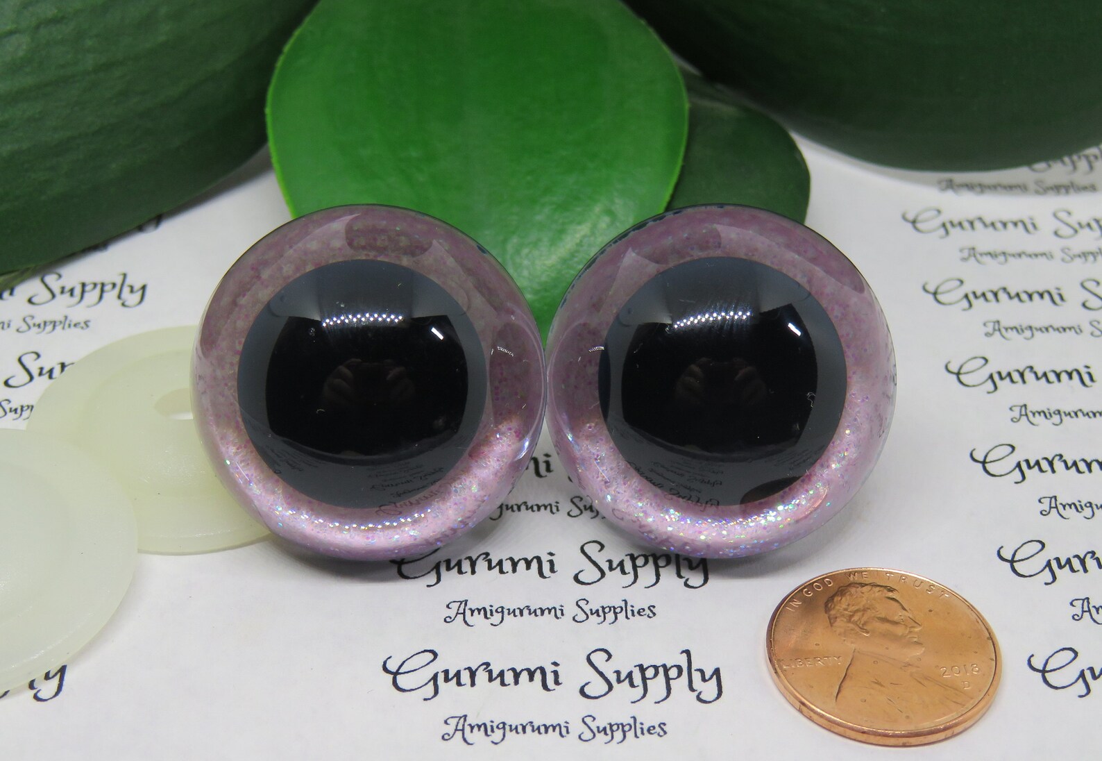30mm Clear Round Plastic Safety Eyes With a Light Pink Glitter - Etsy