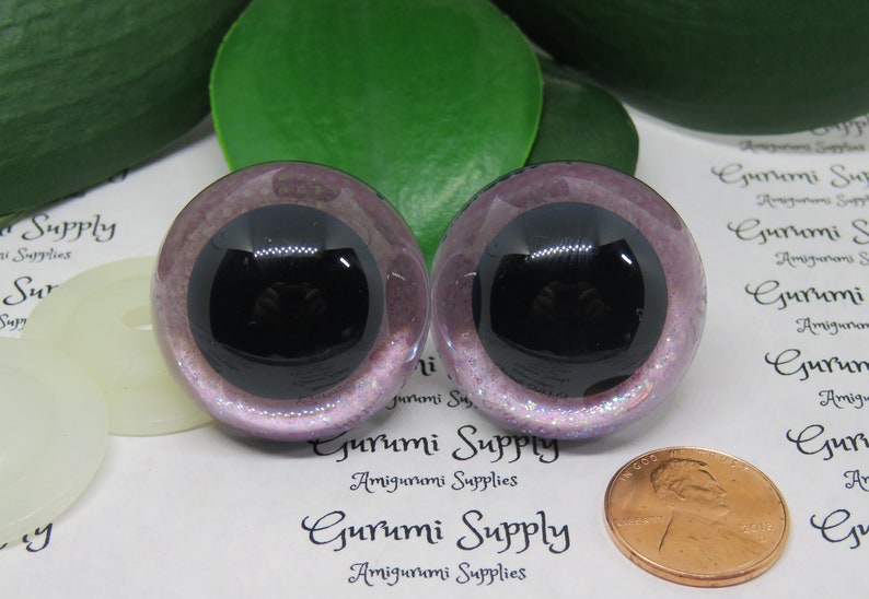 30mm Clear Round Plastic Safety Eyes With a Light Pink Glitter - Etsy