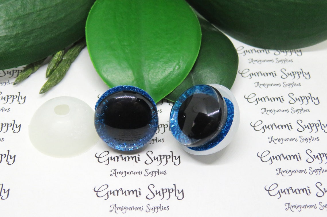 20mm Clear Trapezoid Plastic Safety Eyes With Blue Glitter Non-woven ...