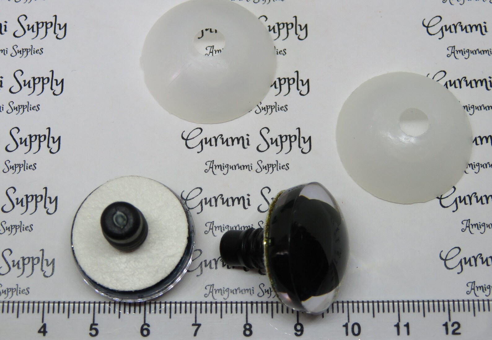 24mm Clear Trapezoid Safety Eyes With a Gold Glitter Slip Iris, Black ...