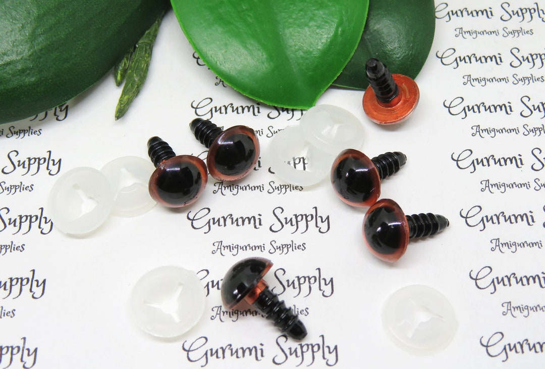 12mm Copper Red Iris Black Pupil Round Safety Eyes and Washers: 3 Pairs ...