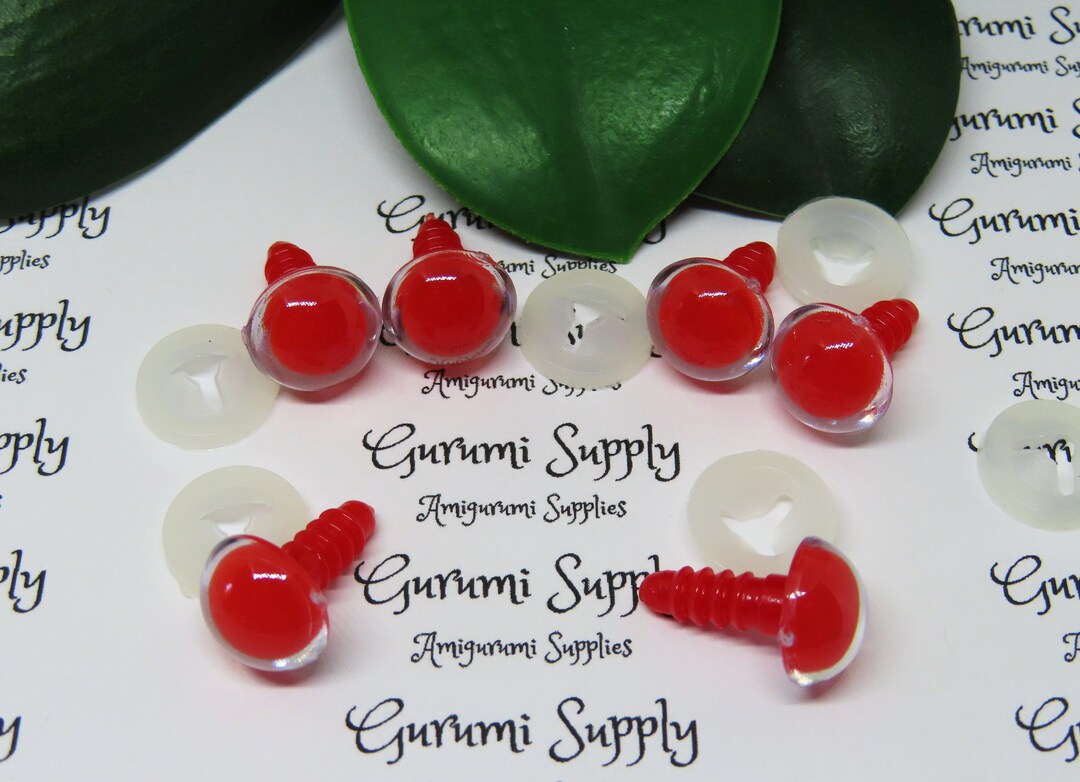 12mm Clear Iris Red Pupil Round Safety Eyes and Washers: 3 Pairs - Doll ...