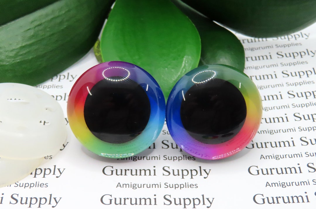 35mm Rainbow Iris 3D Style Trapezoid Safety Eyes and Washers: 1 Pair ...