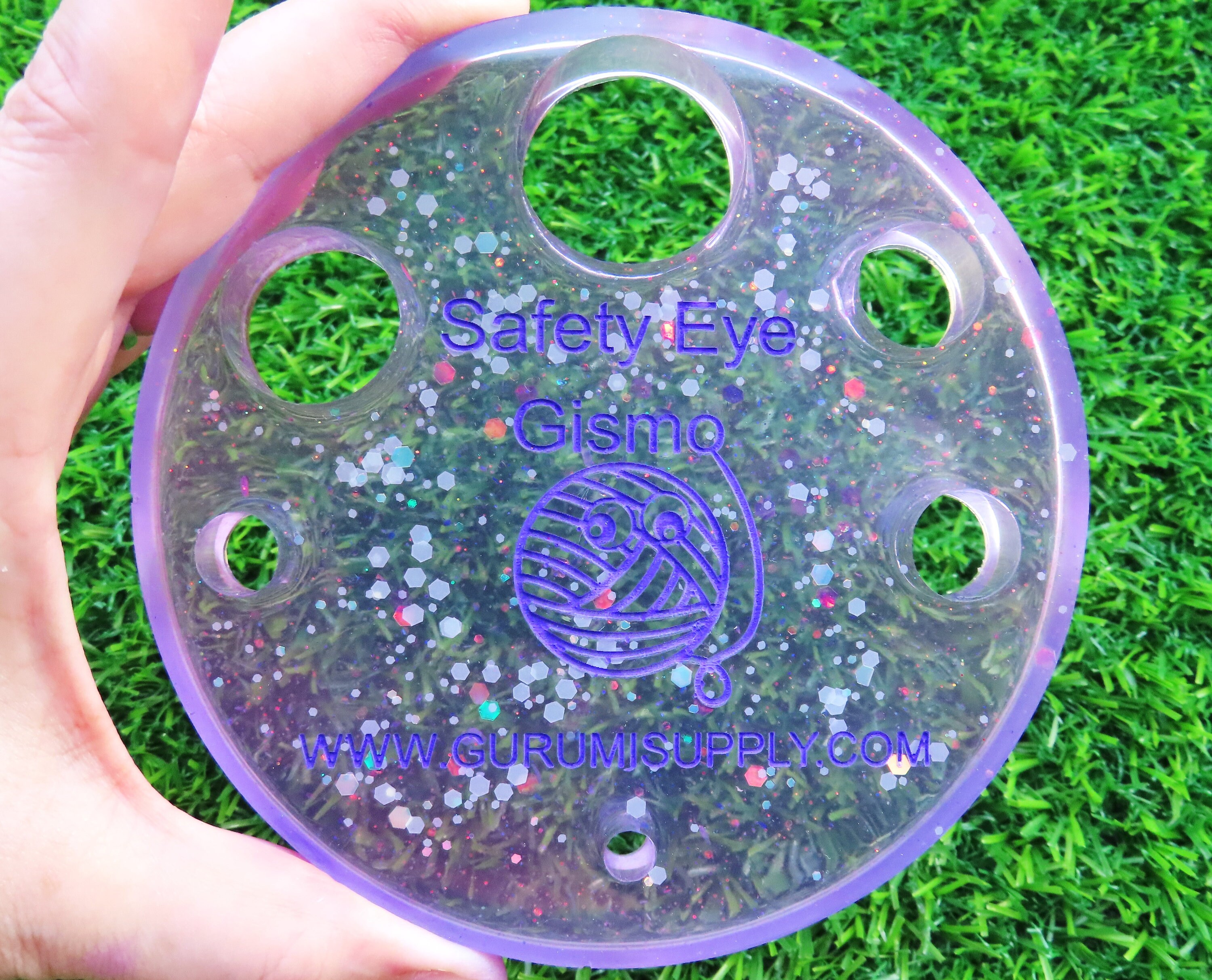 Safety Eye Gismo Duo Color Pink and Purple with Glow Glitter - Circle ...