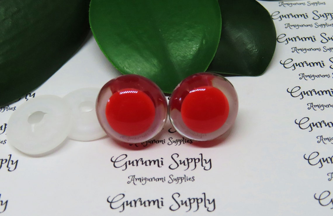 20mm Clear Iris With a Red Pupil Round Safety Eyes and Washers: 1 Pair ...