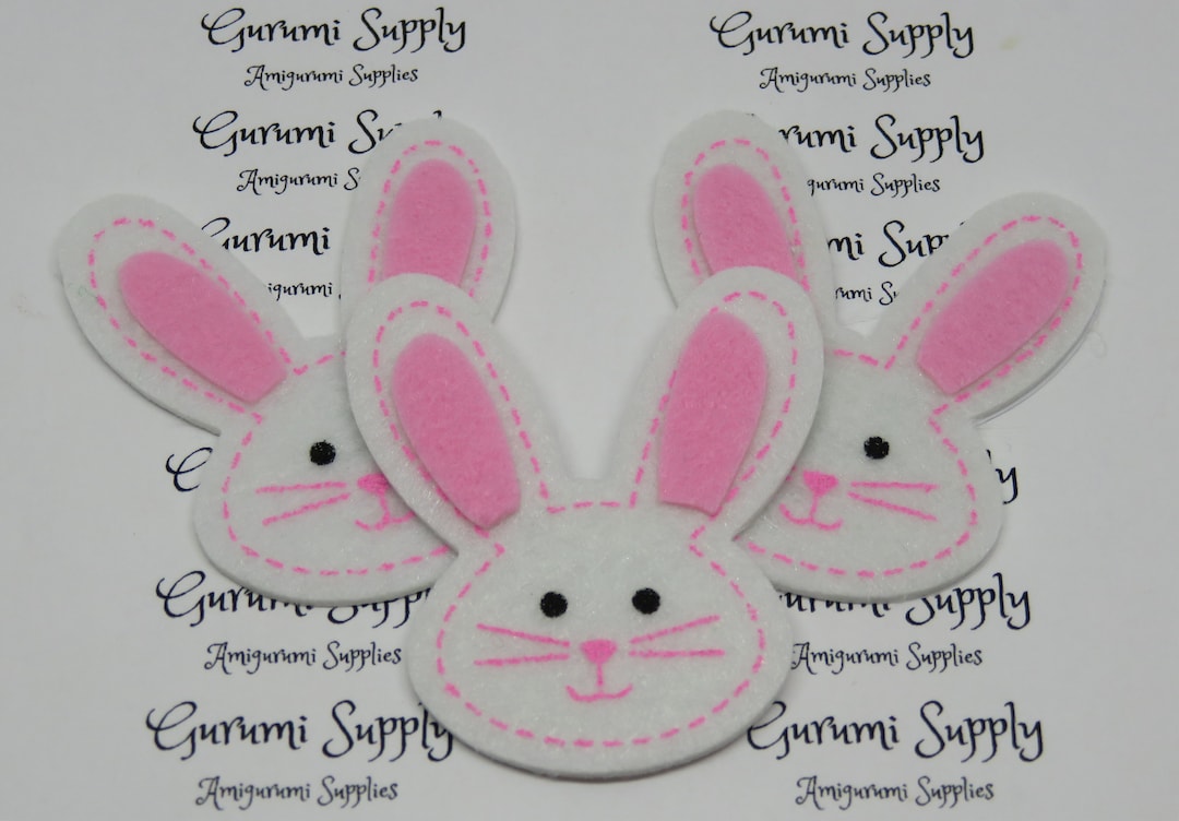 Bunny Face Shaped Felt Accessories – White/pink With Black – 3 Count ...
