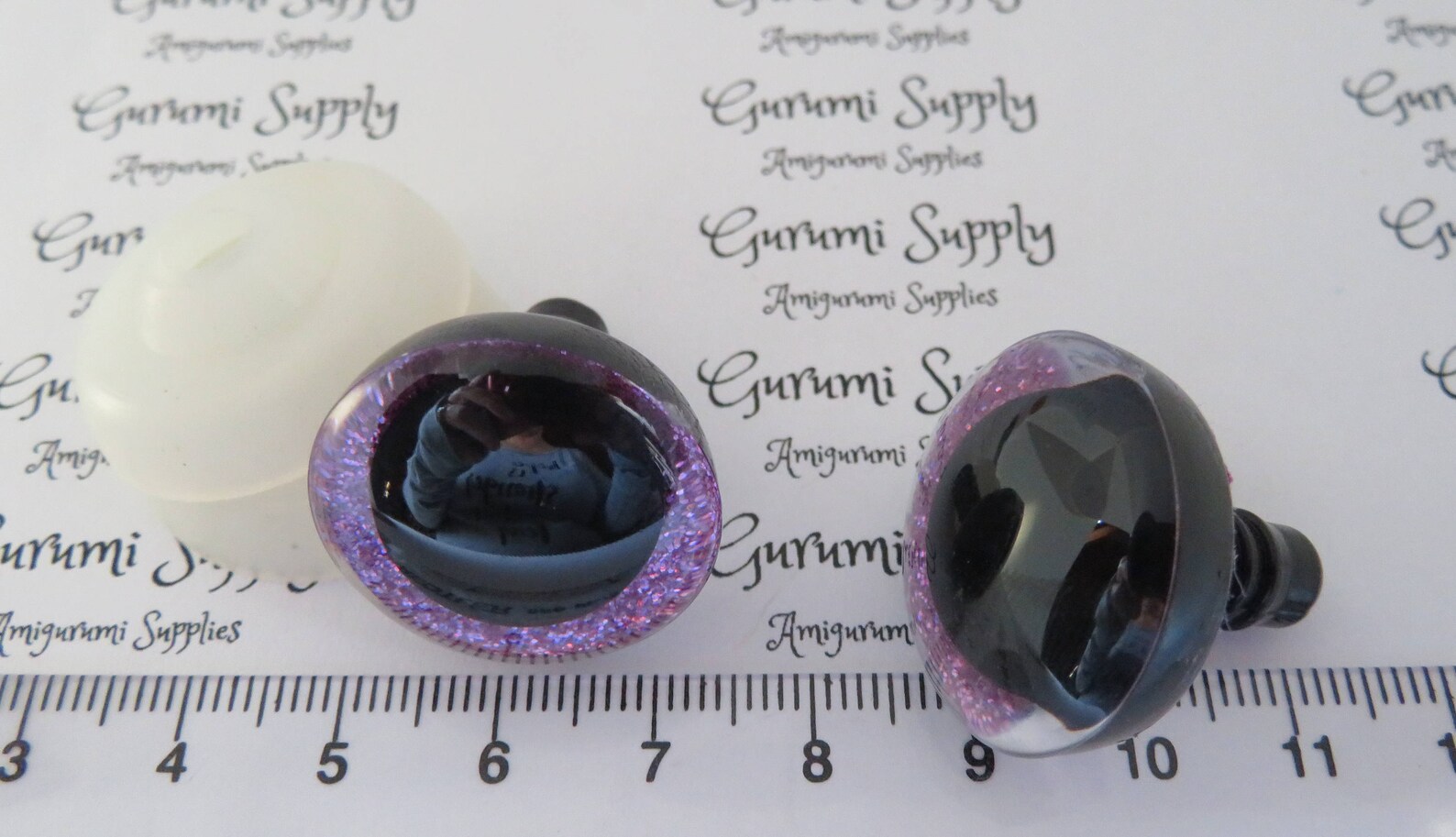 24mm Clear Trapezoid Plastic Safety Eyes With a Hot Pink Glitter Non ...