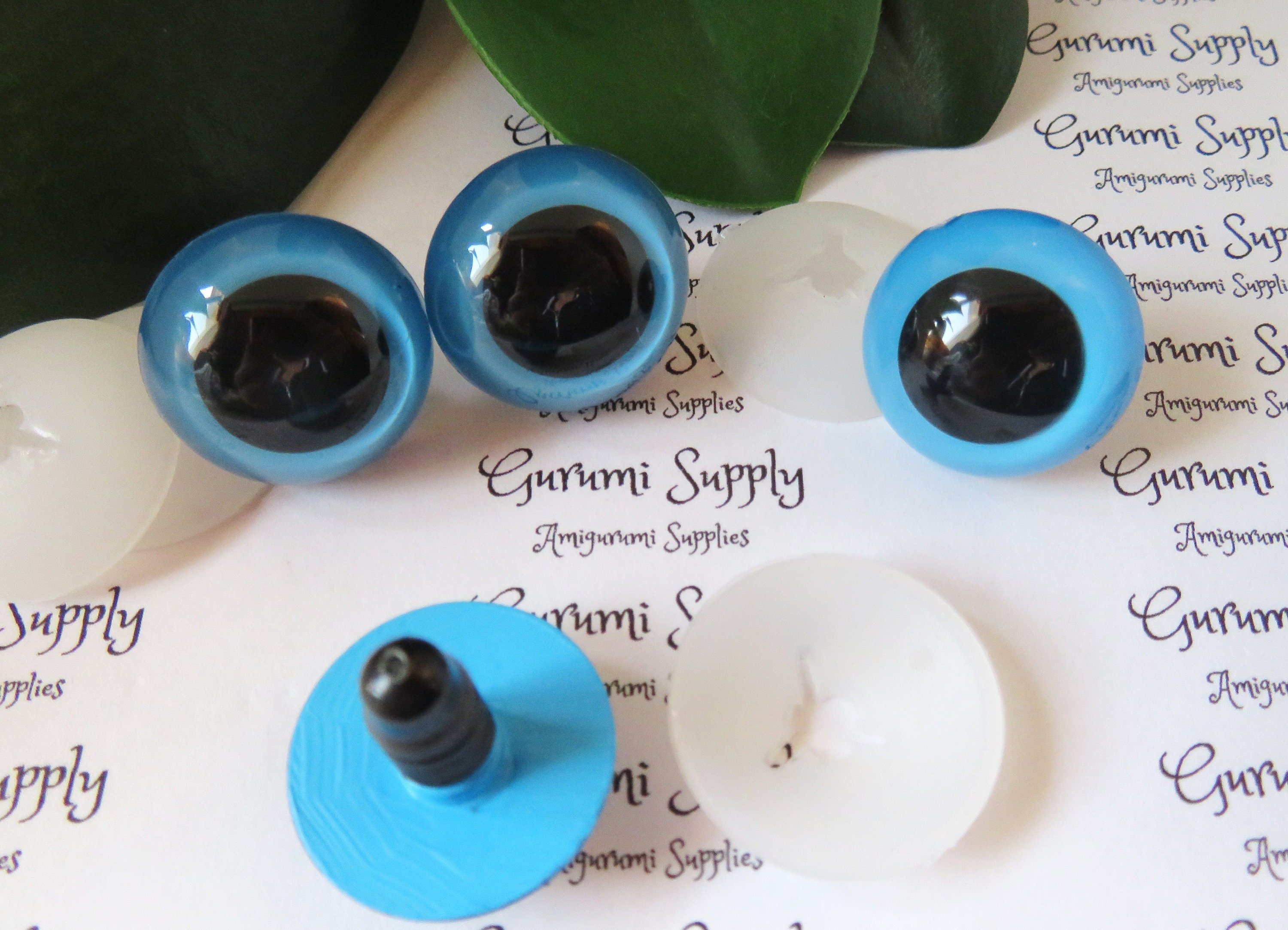 22mm Hand Painted Blue Iris Black Pupil Round Safety Eyes and Washers ...