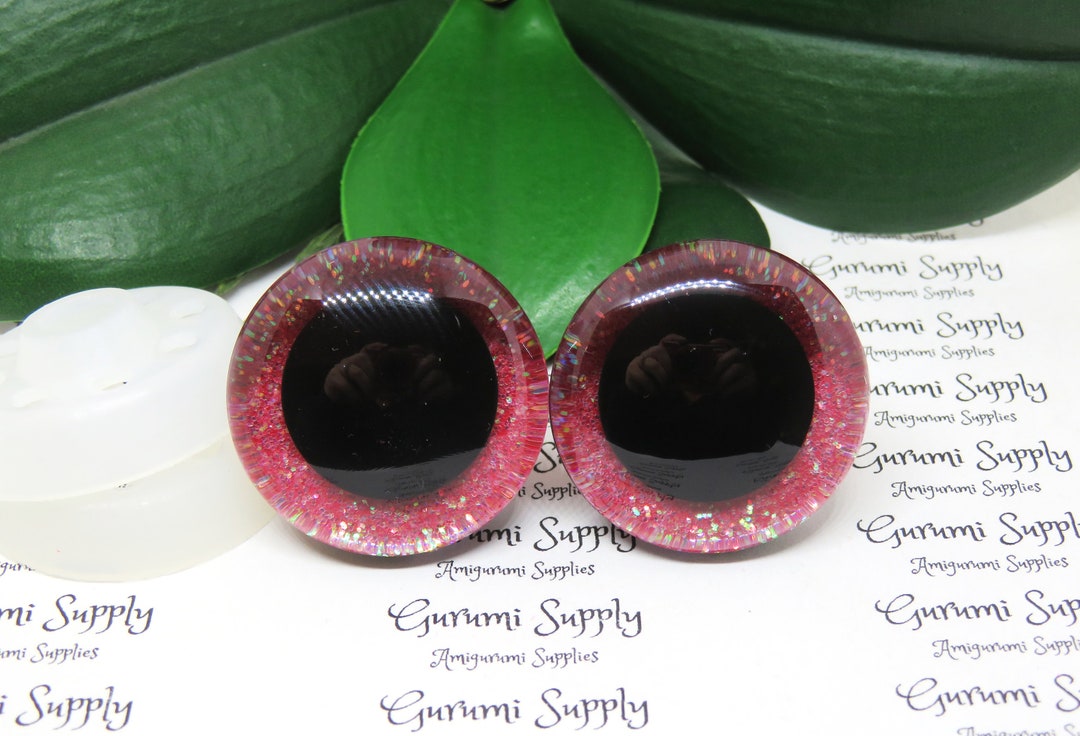 35mm Cleartrapezoid Plastic Safety Eyes With a Red Frost Glitter Non ...