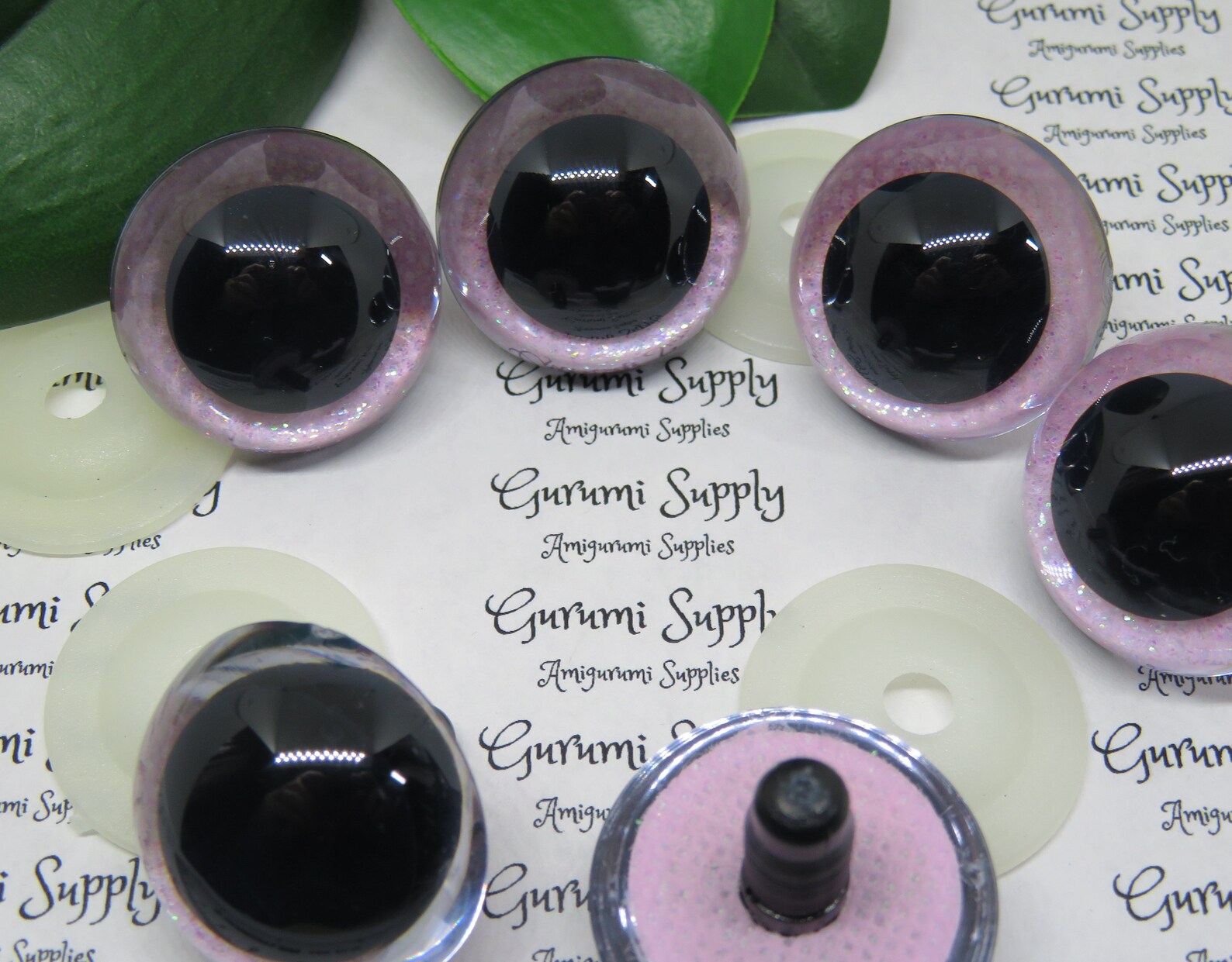 30mm Clear Round Plastic Safety Eyes With a Light Pink Glitter | Etsy