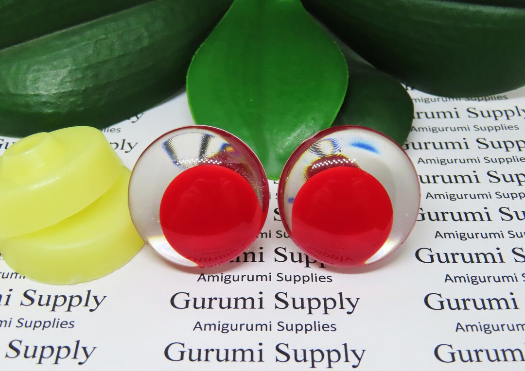 30mm Clear Iris With a Red OC Pupil Trap Safety Eyes and Washers: 1 ...