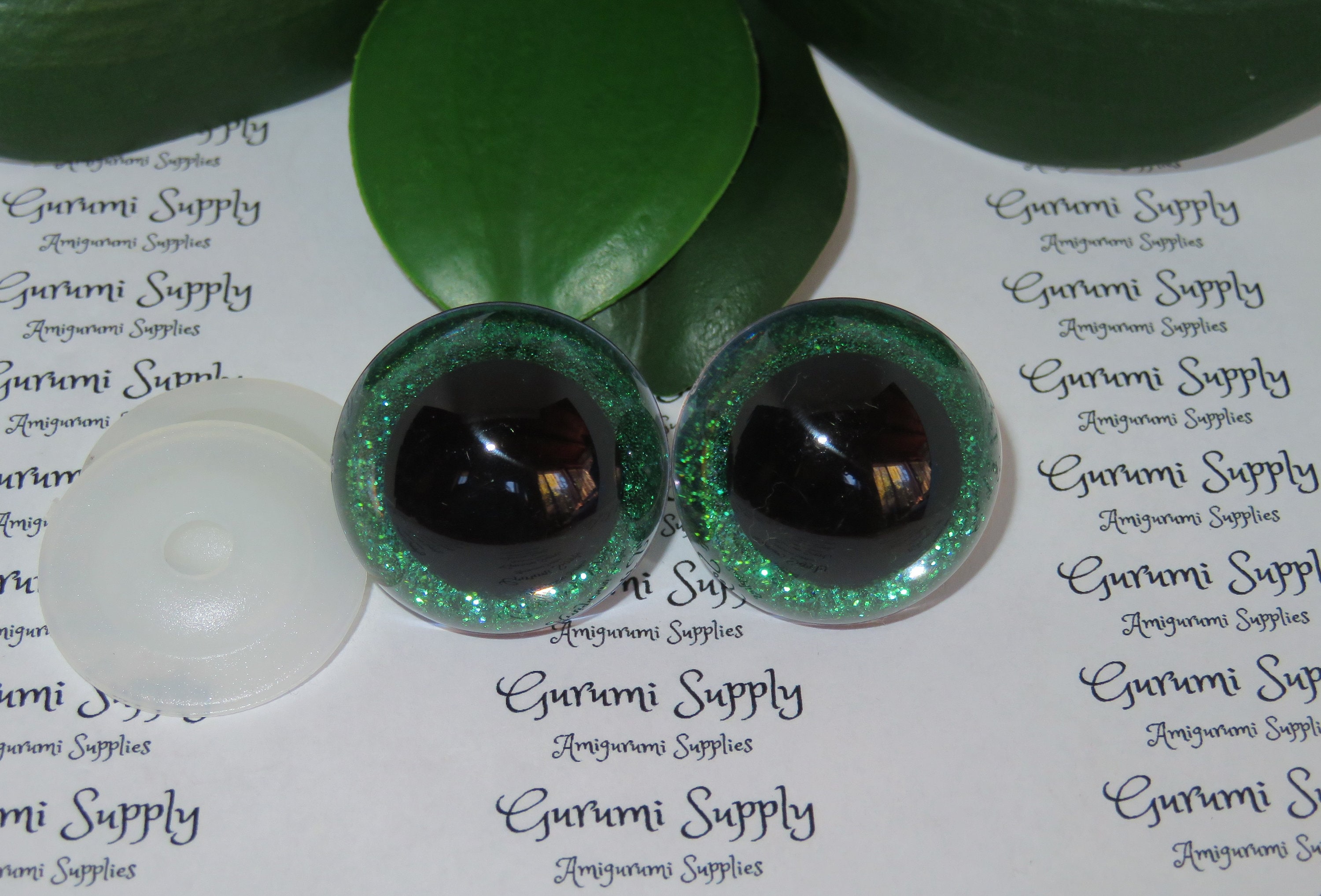 30mm Clear Round Plastic Safety Eyes with an Green Glitter | Etsy