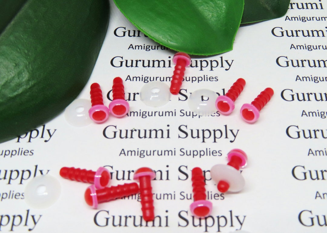 6mm Red Pupil Pink Iris Black Pupil Round Safety Eyes and Washers: 5 ...