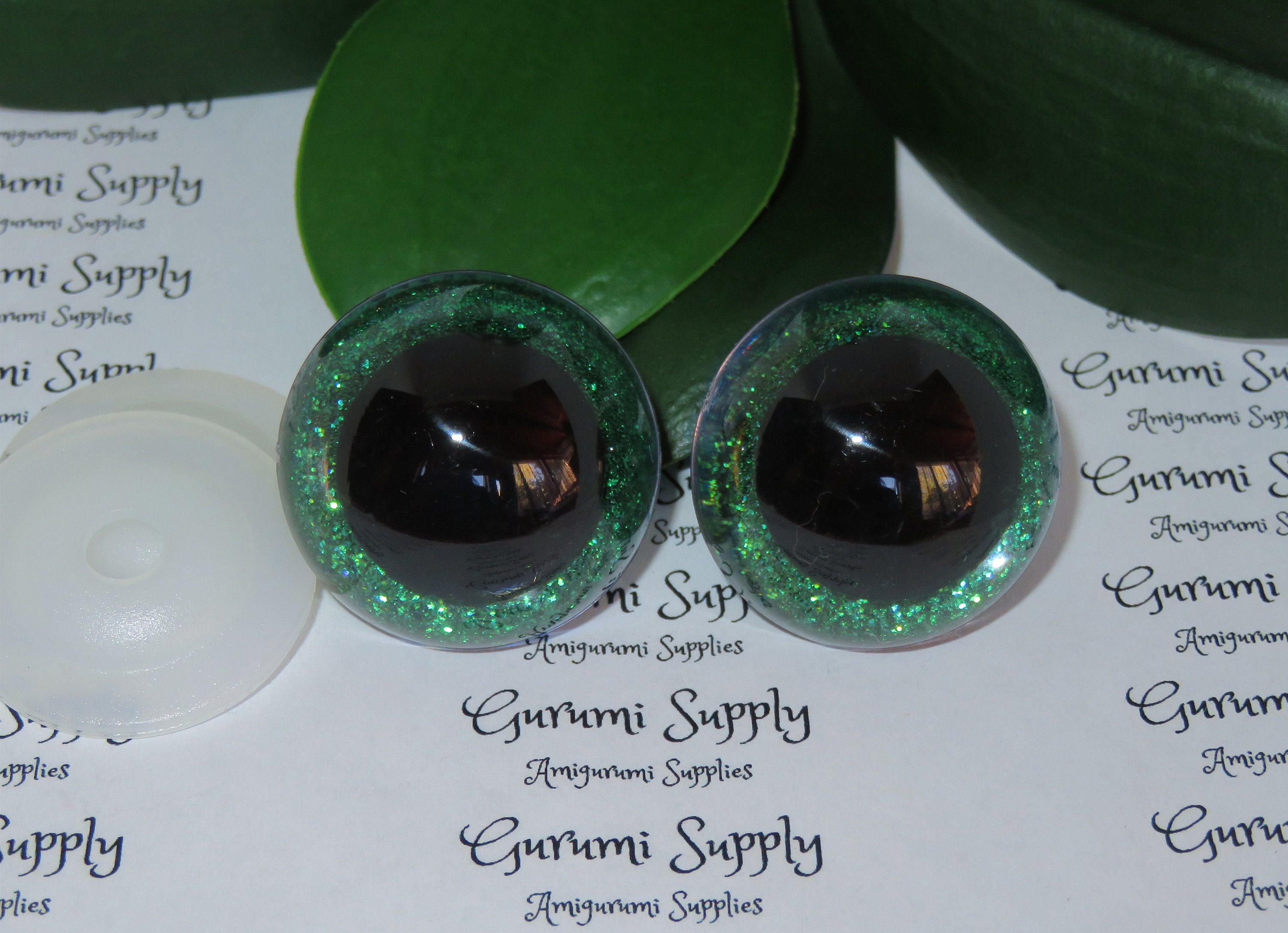 30mm Clear Round Plastic Safety Eyes with an Green Glitter | Etsy