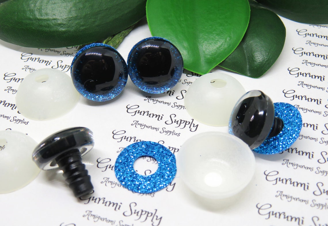 20mm Clear Trapezoid Plastic Safety Eyes With Blue Glitter Non-woven ...