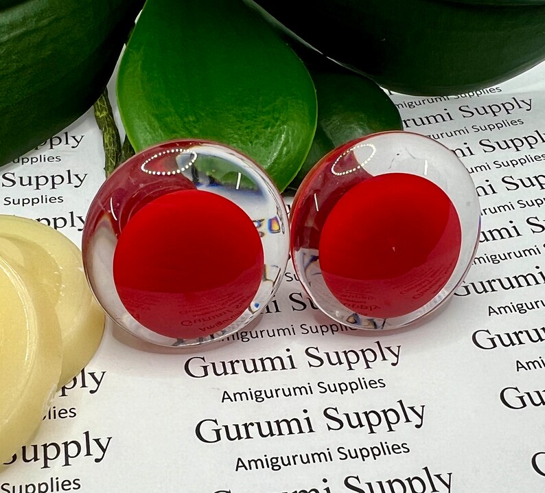35mm Clear Iris With a Red OC Pupil Trap Safety Eyes and Washers: 1 ...