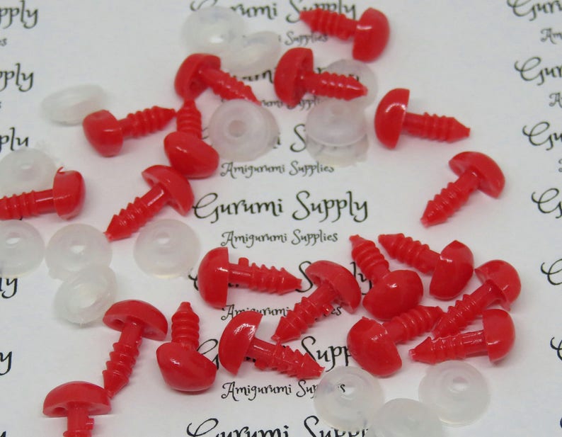 7x9mm Solid Red Safety Noses With Washers - 4 Ct / Sense of Smell ...