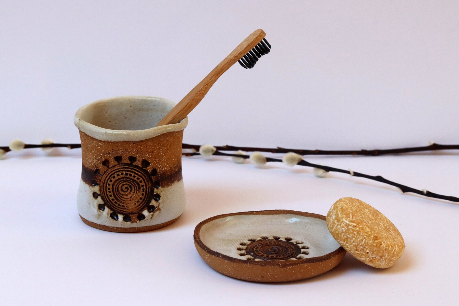 Ceramic Toothbrush Holder and Soap Dish Set Country Bathroom - Etsy