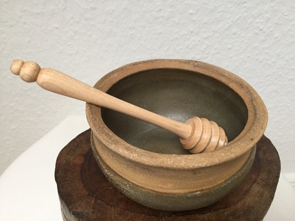 Honey Pot With Ribbed Wooden Spoon Rustic Dish | Etsy