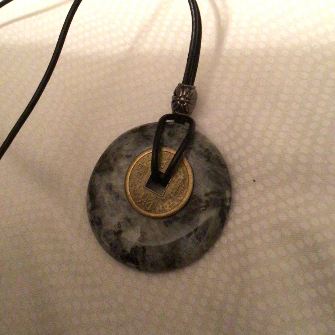 Closeout Stone Donut Chinese Coin Necklace Pendant - Etsy