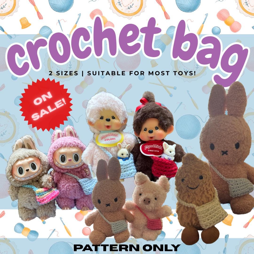 Crochet Bag Plushie Accesory, Made for Labubu,jellycat, Monchichi and ...